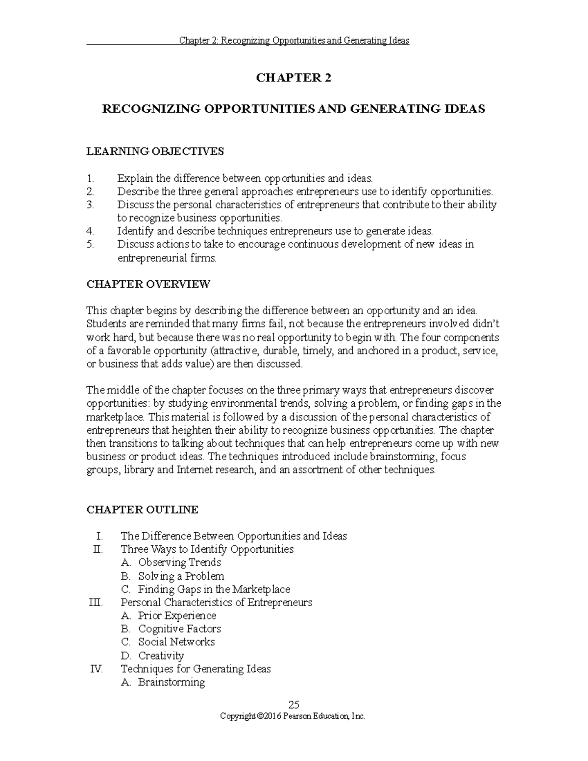 Entrepreneurship 5th Edition Barringer Solution Manual - CHAPTER 2 ...