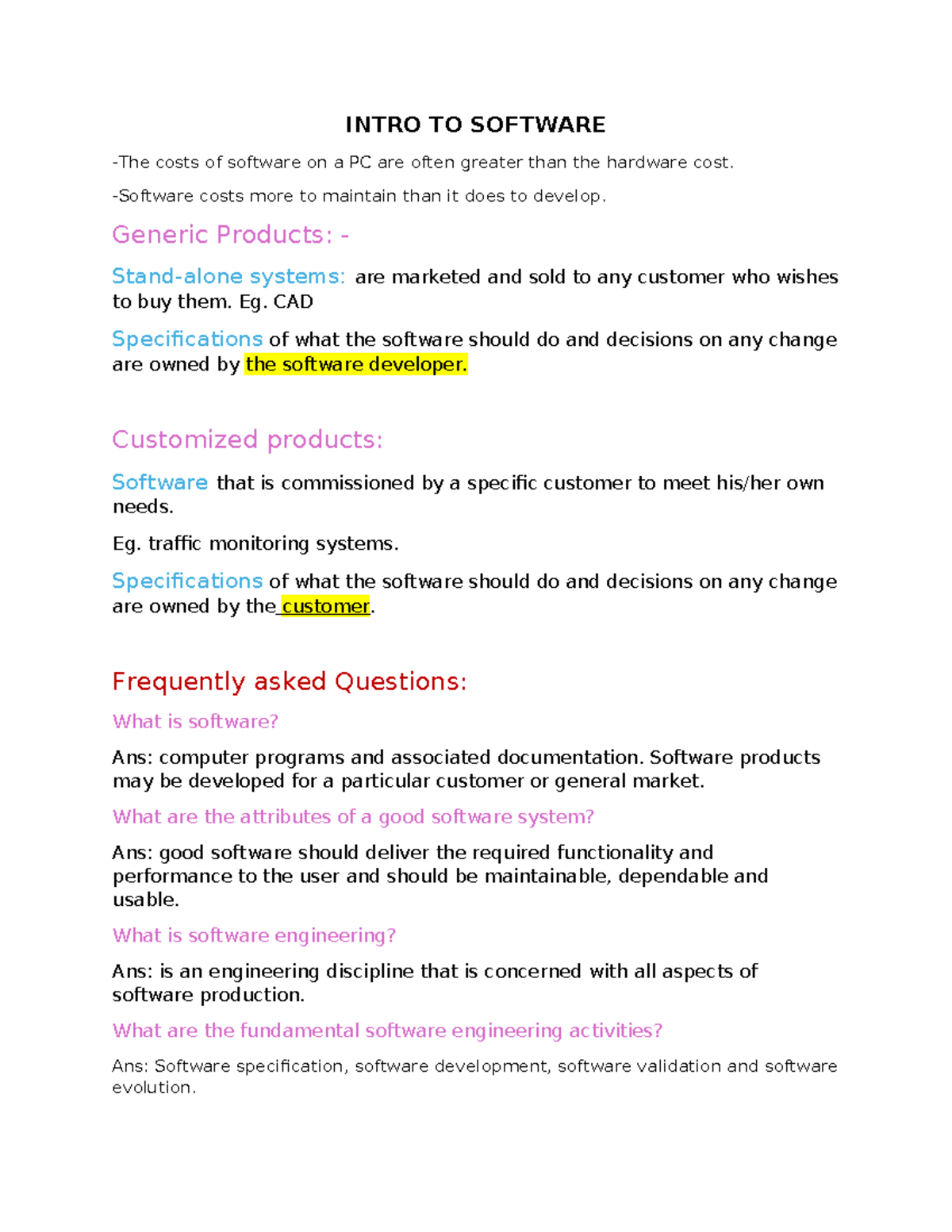 Intro TO Software - INTRO TO SOFTWARE -The costs of software on a PC ...