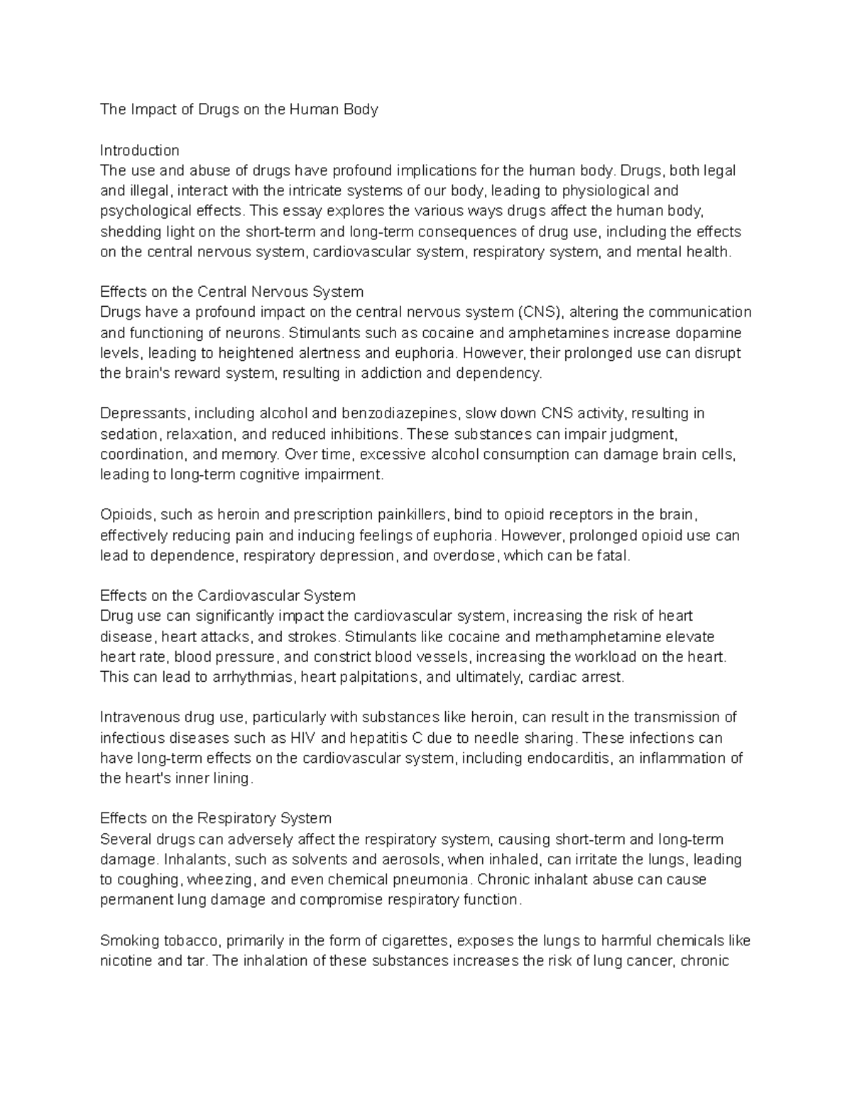 The Impact of Drugs on the Human Body - The Impact of Drugs on the ...