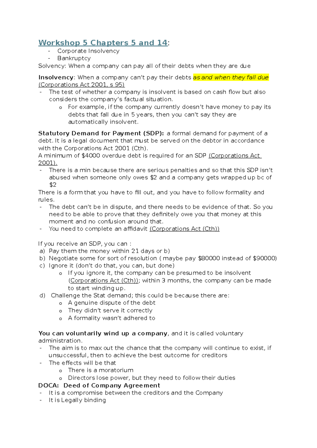 Workshop 5 (Ch 5 & Ch 14) - POWERPOINT NOTES + INCLASS NOTES - Workshop ...