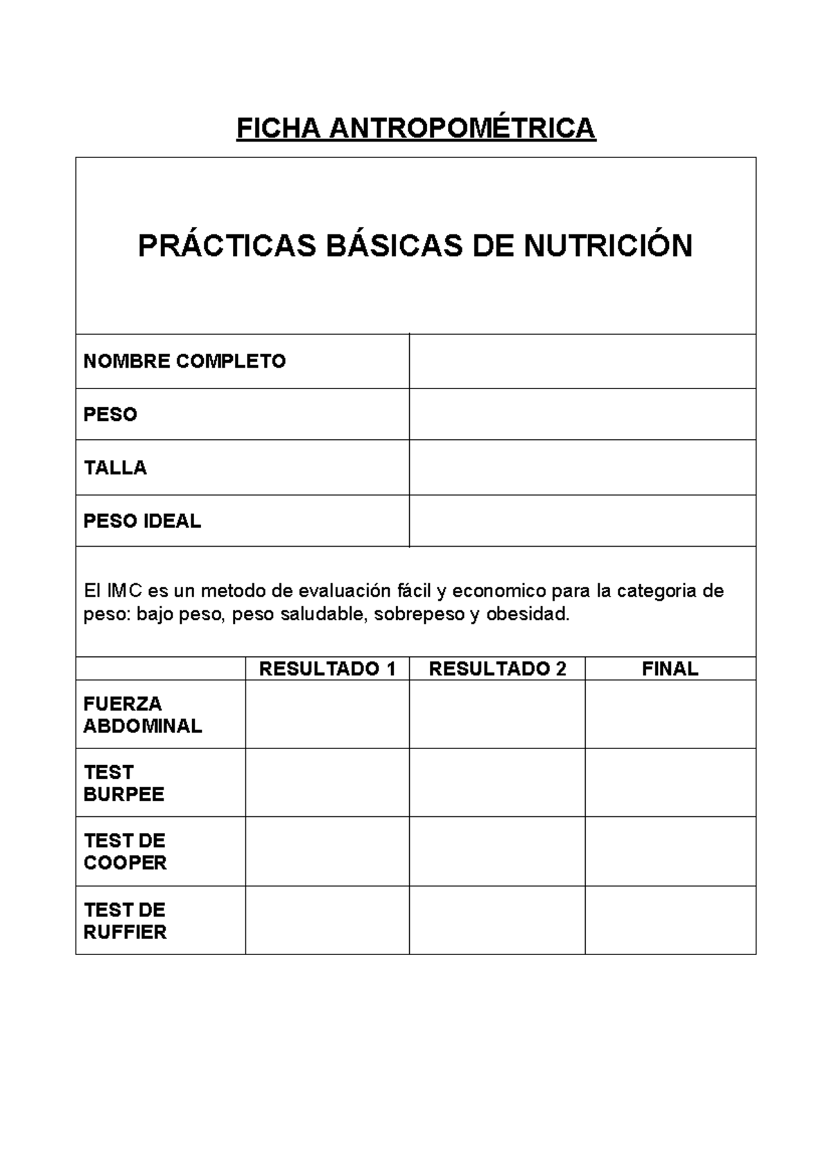 Ficha Antropométrica - Formación Para la Investigación - FICHA ANTROPOMÉTRICA PRÁCTICAS BÁSICAS ...