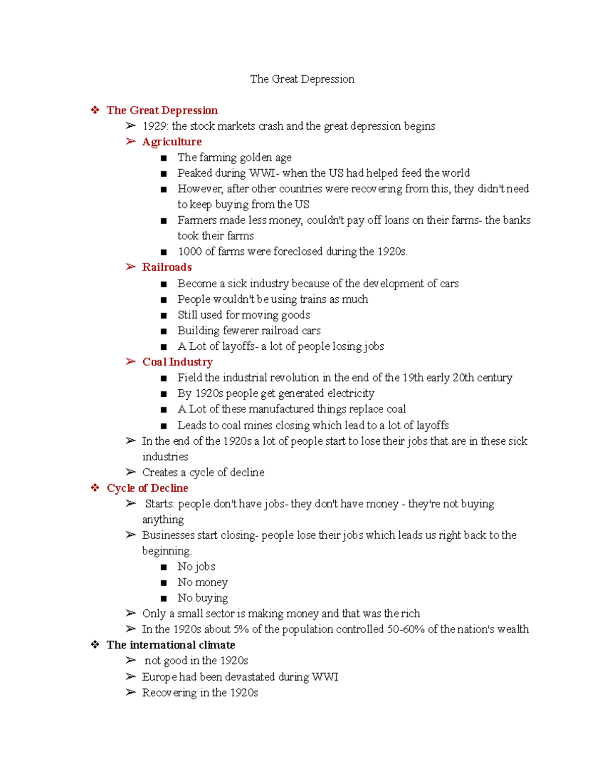 The Great Depression - US History - The Great Depression The Great ...