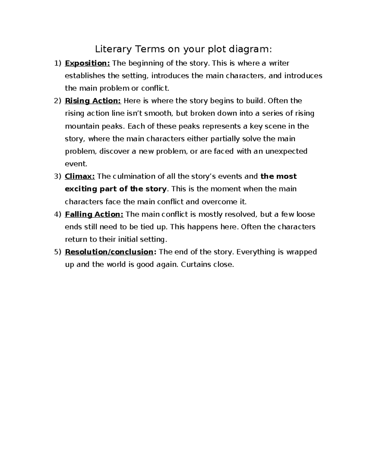 Plotdiagramterms - Shudjdnsn - Literary Terms on your plot diagram ...