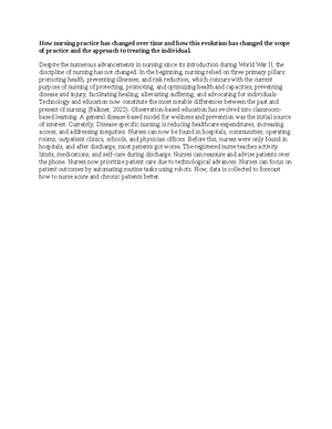 A client care situation and a description of how nursing care, or ...
