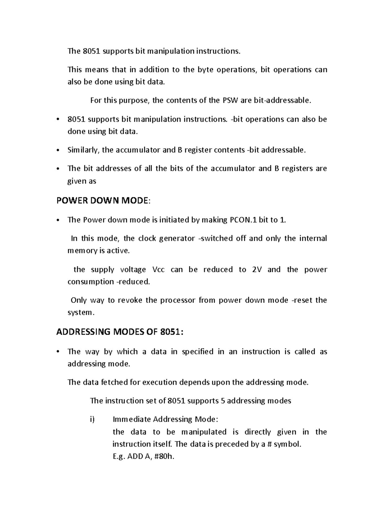 Microcontroller And Embedded Processors The 8051 Supports Bit Manipulation Instructions This