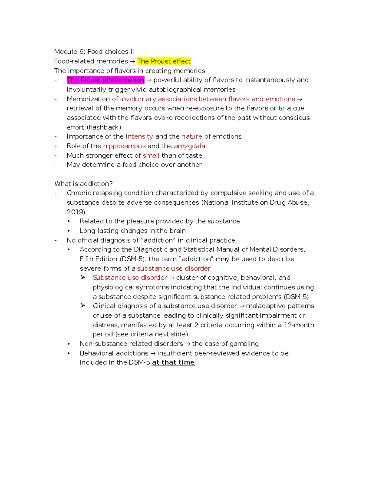 Module 6 word doc - Module 6: Food choices II Food-related memories → ...