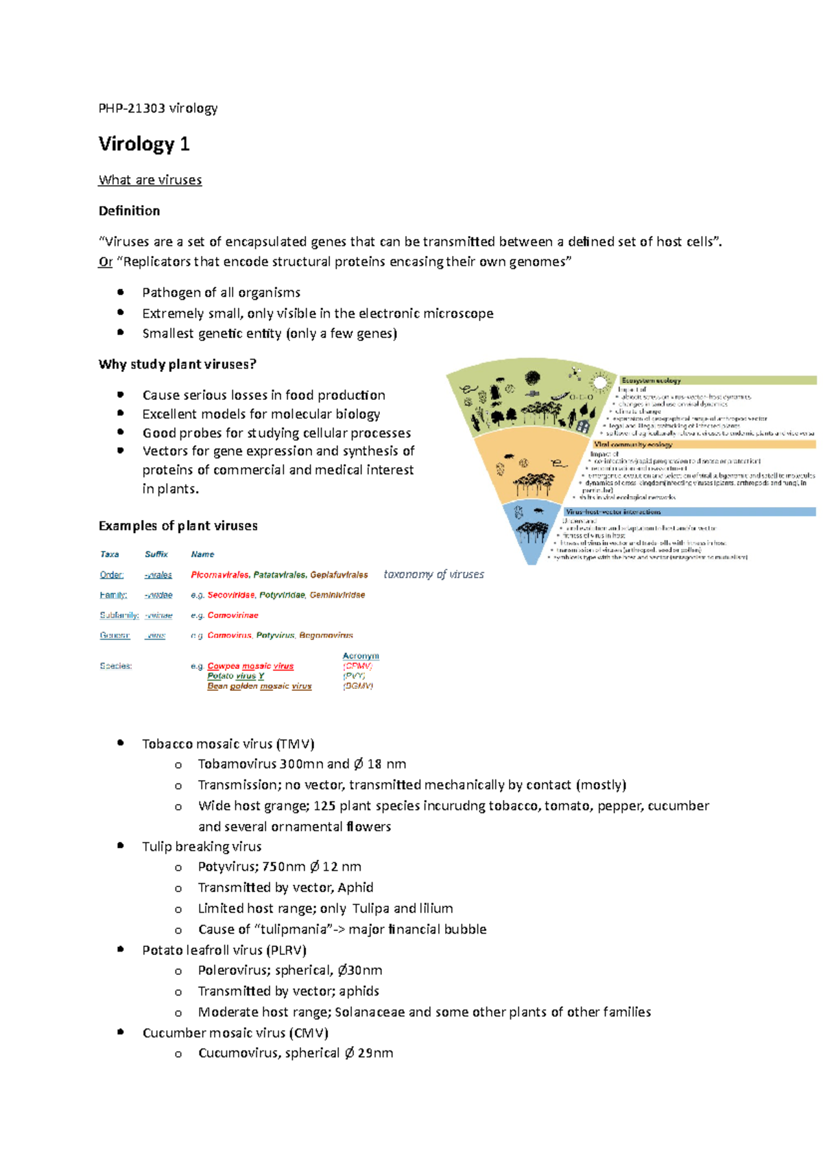 Summary virology - PHP-21303 virology Virology 1 What are viruses ...