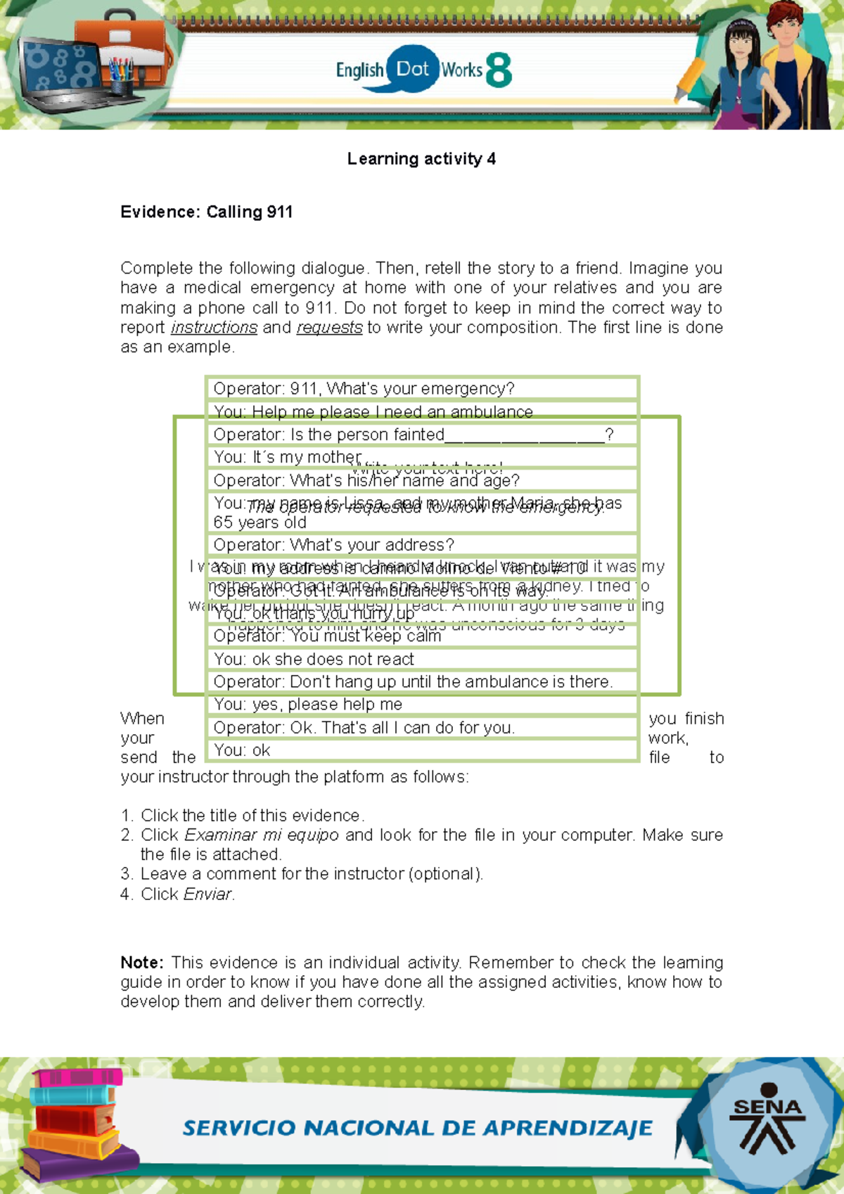 Evidence Calling 911 Resuelto - Learning activity 4 Evidence: Calling ...