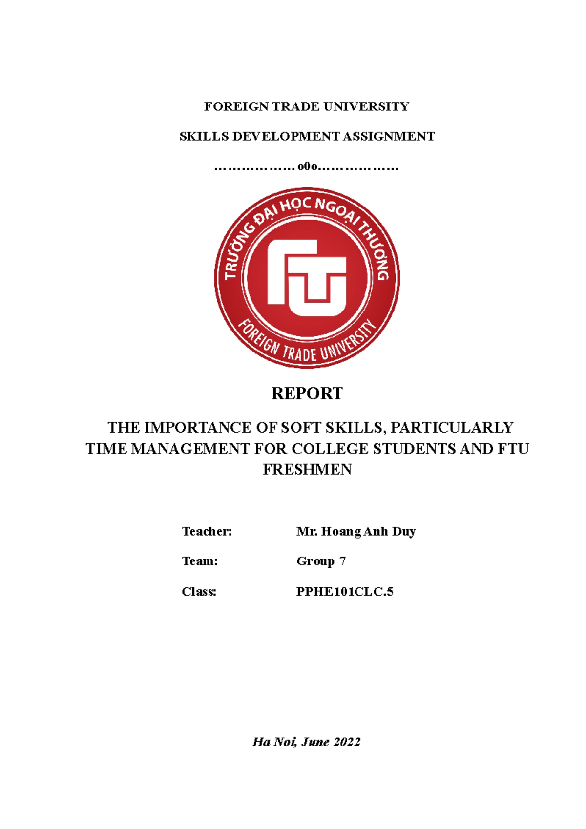 Report ptkn 1 1 - FOREIGN TRADE UNIVERSITY SKILLS DEVELOPMENT ...