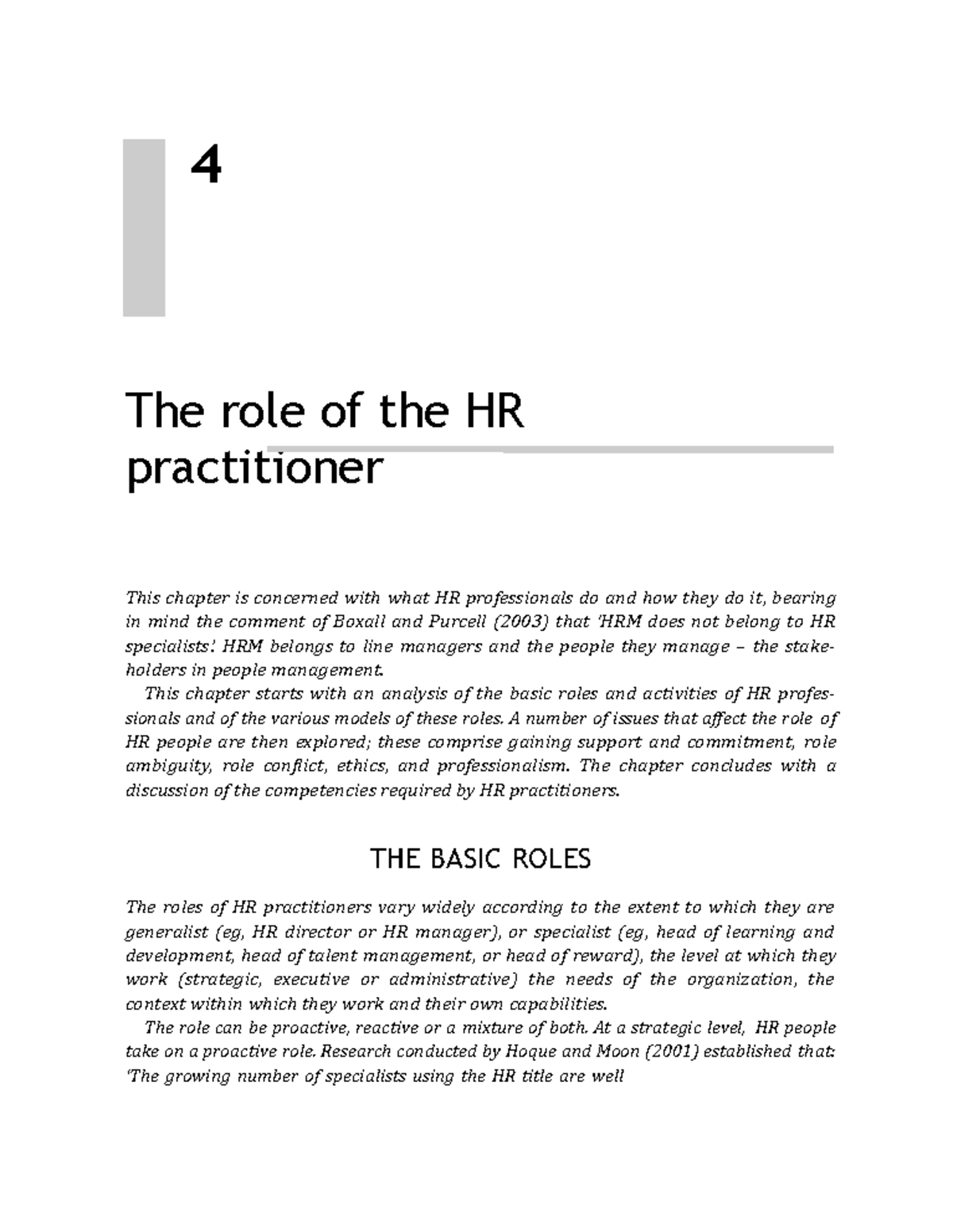 The role of the HR practitioner - This chapter is concerned with what ...