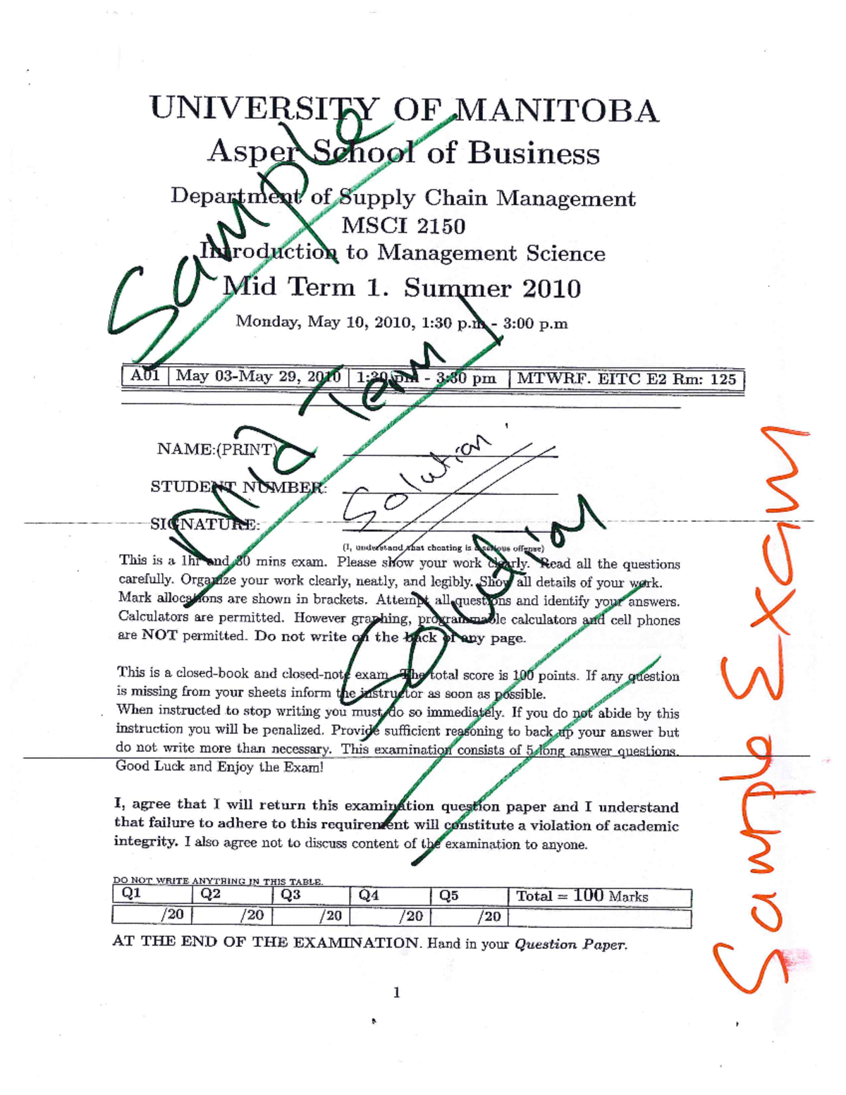Sample Midterm 1 - asdfghjmnbvcxz - MSCI 2150 - Studocu