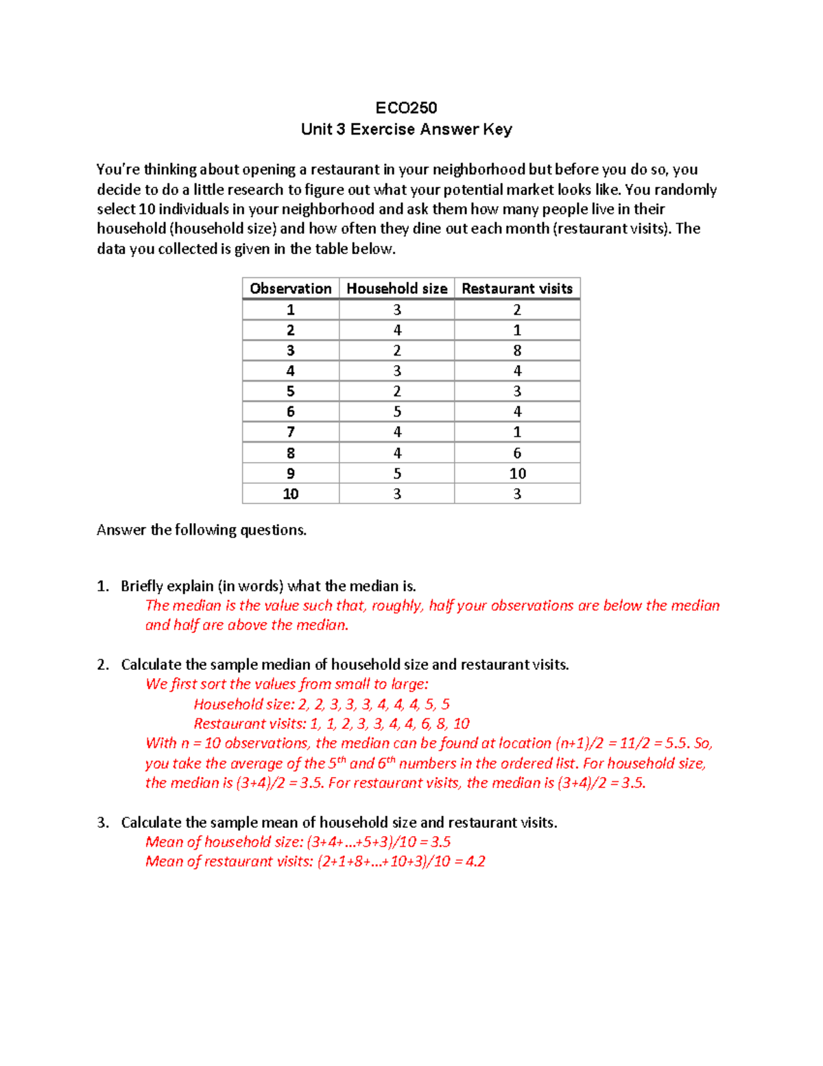 ECO250 Unit3 Exercise - ECO Unit 3 Exercise Answer Key You’re thinking about opening a ...