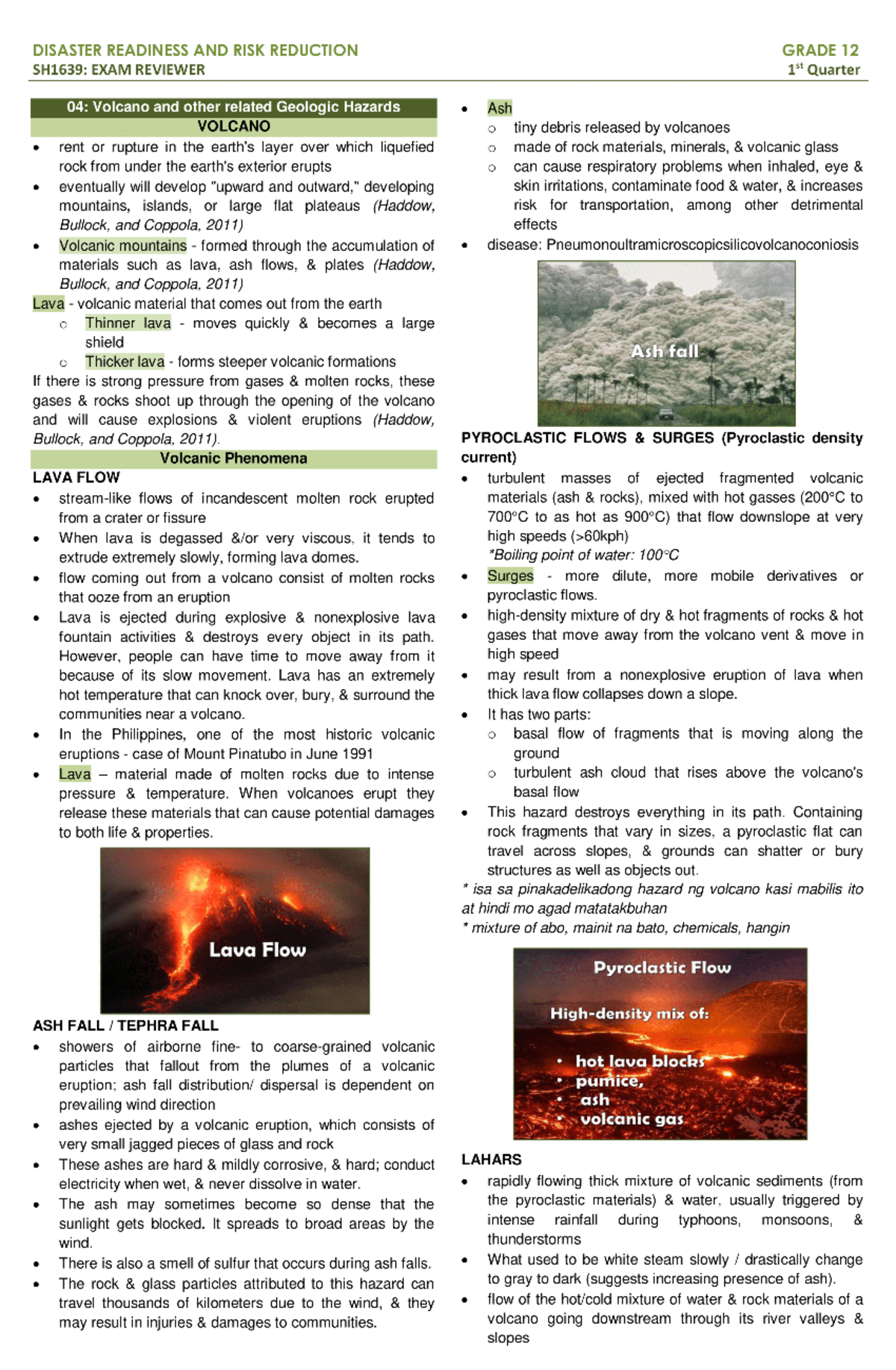 volcano and geological hazards - Disaster Readiness and Risk Reduction ...
