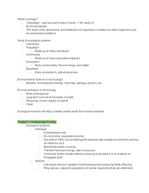 Ecology 2 - Lecture notes for the second exam for Dr. Swerk - Ecology ...