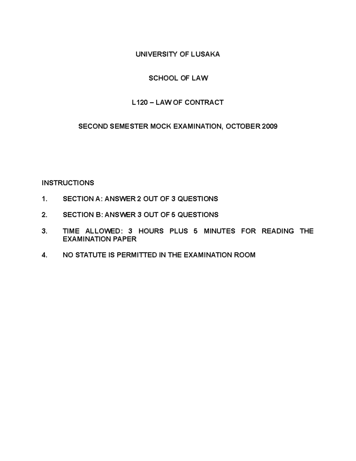 Sample/practice exam 16 September 2019, questions - UNIVERSITY OF ...