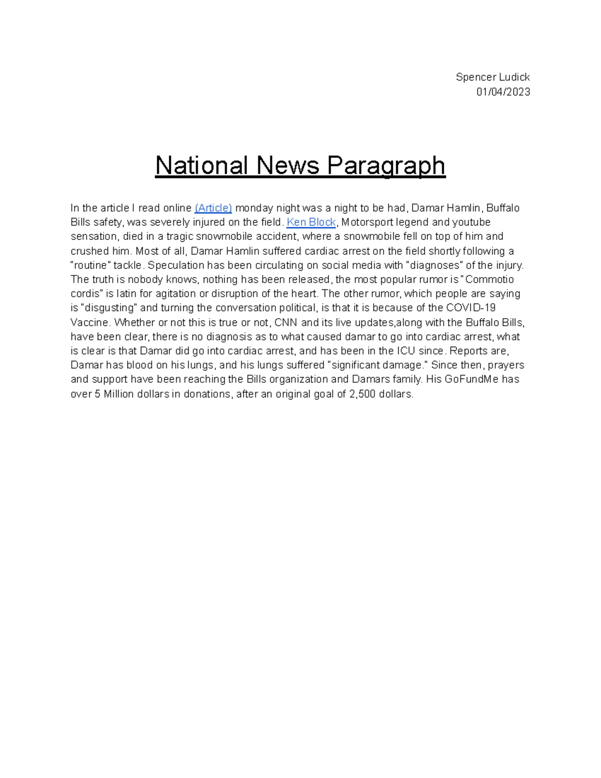 History Current Event Report - Spencer Ludick 01/04/ National News ...