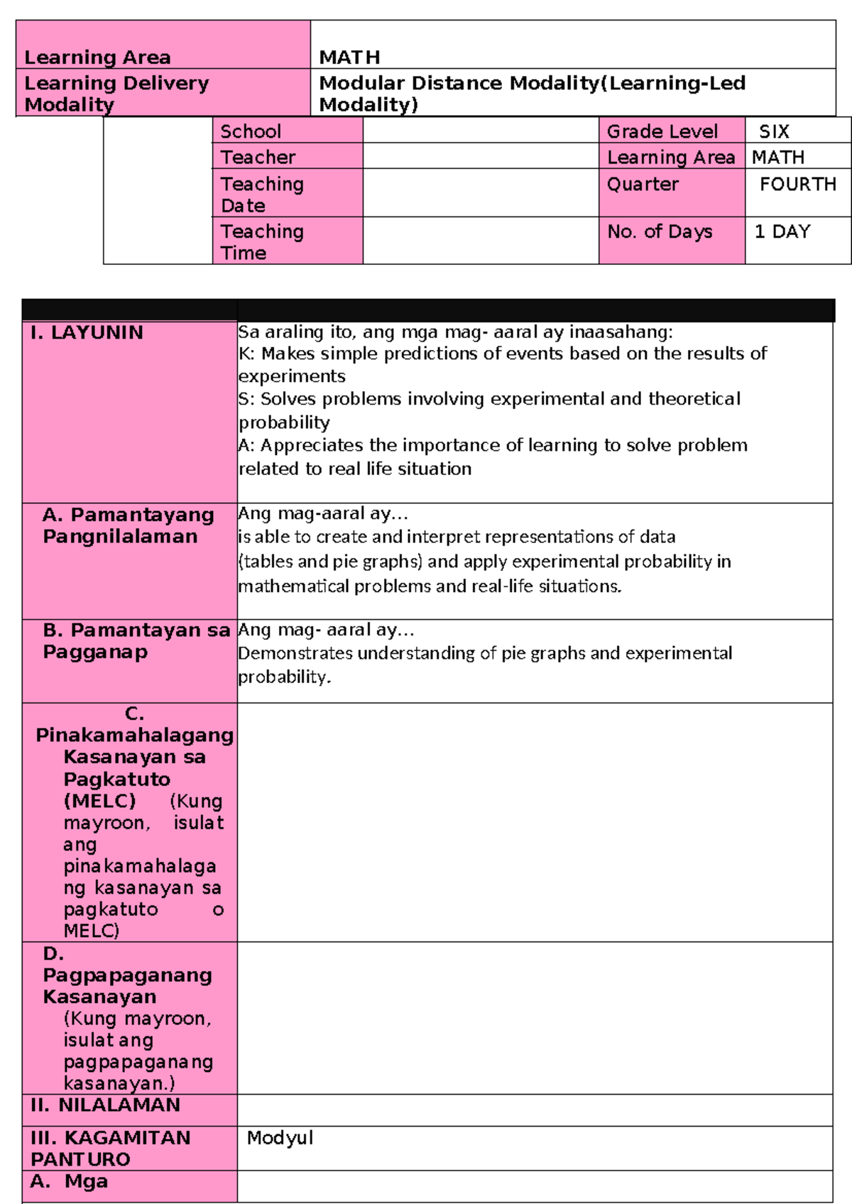 MATH 6 Q4 W8 - used in teaching - Learning Area MATH Learning Delivery ...