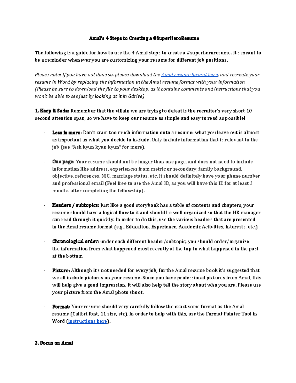 Amal Academy How to Make a Super Hero Resume - Amal’s 4 Steps to ...