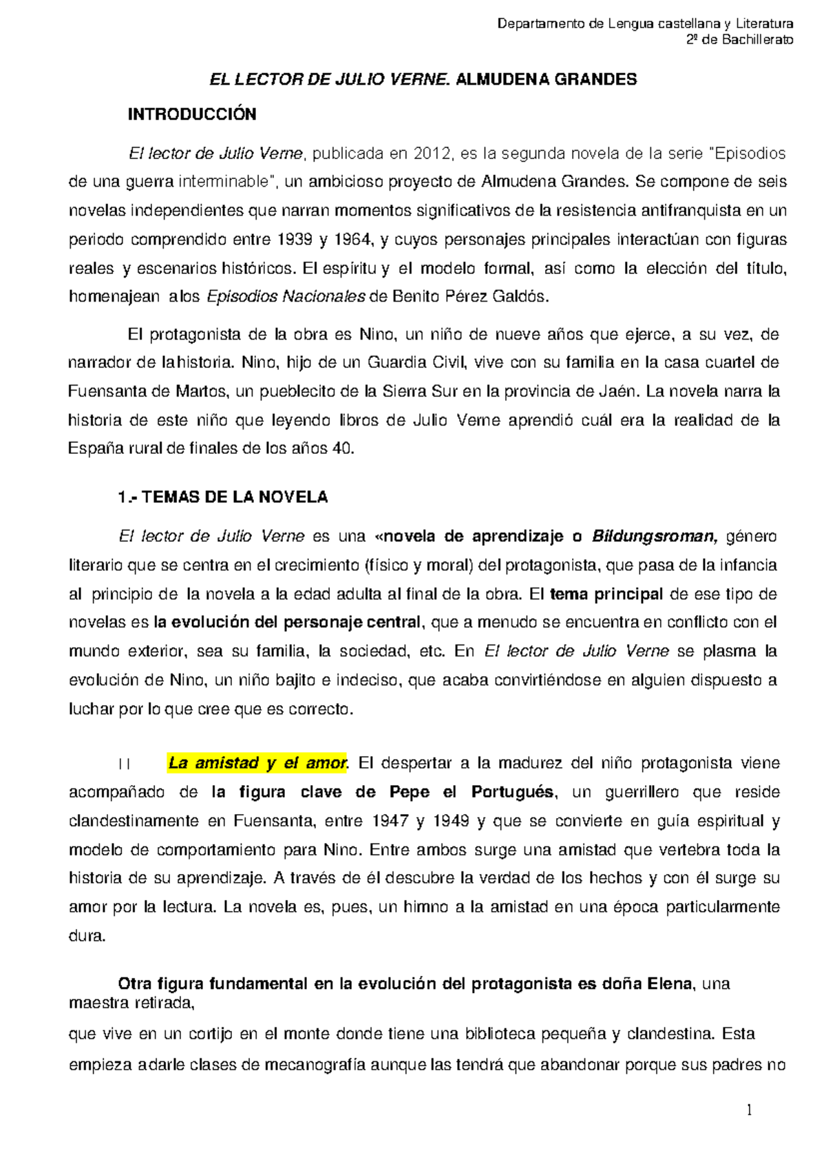 EL Lector DE Julio Verne simplifcado - 2º de Bachillerato EL LECTOR DE ...