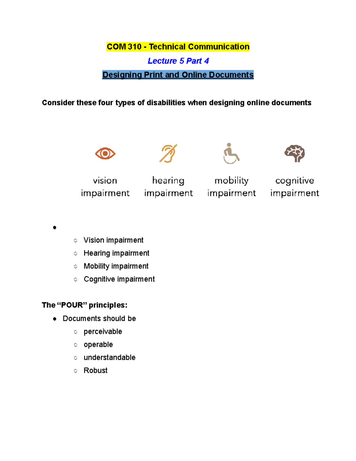 COM 310 Lecture 5 Part 4 - Spring 2020 - COM 310 - Technical Communication Lecture 5 Part 4 ...