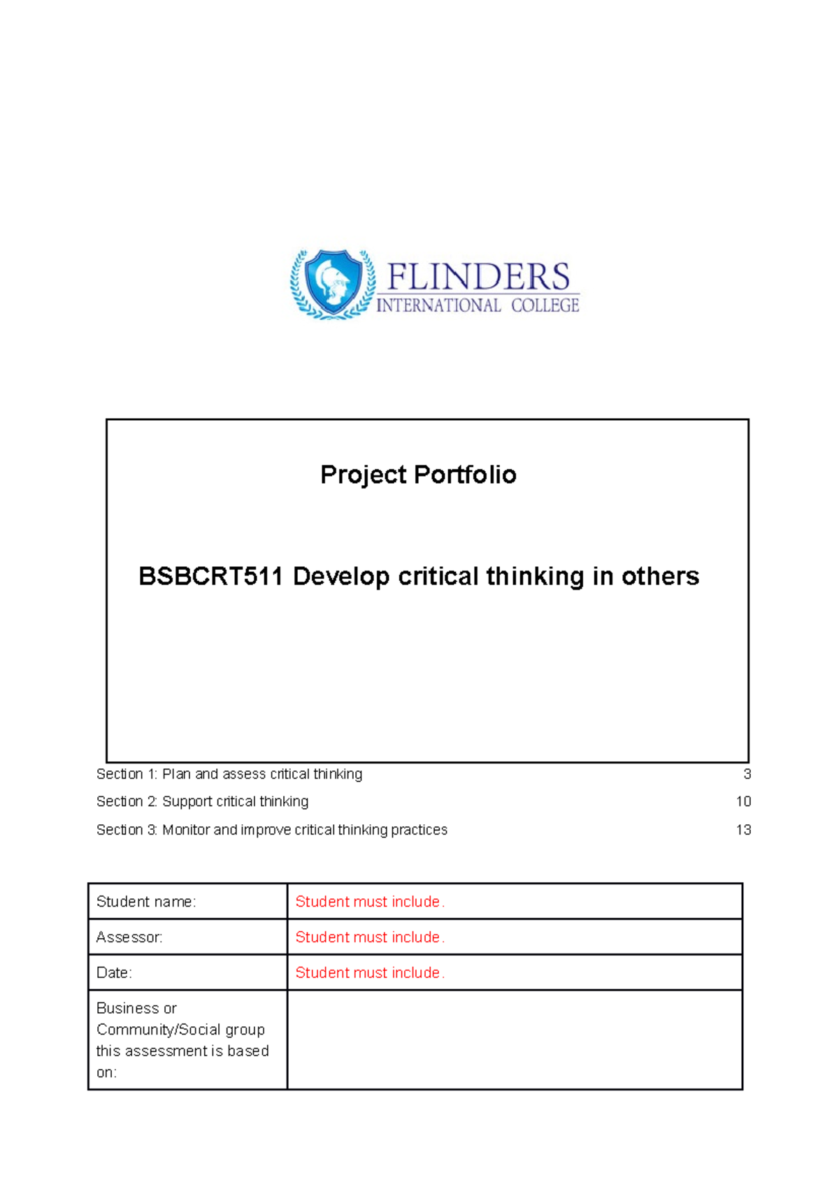 Bsbcrt 511 Project Portfolio Student Guide Section 1 - Project ...
