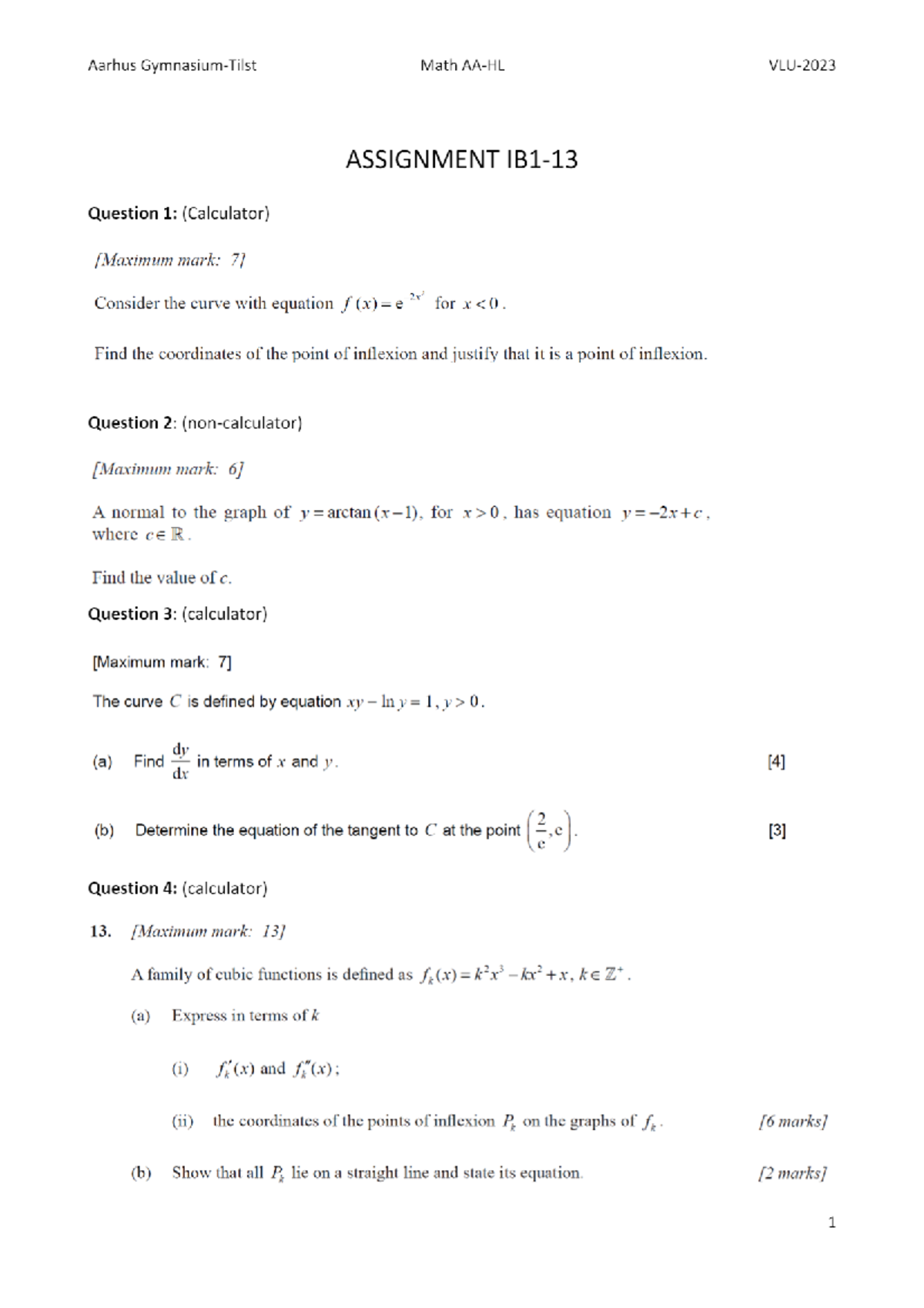 Assignment IB1-13 - Matematik - Studocu
