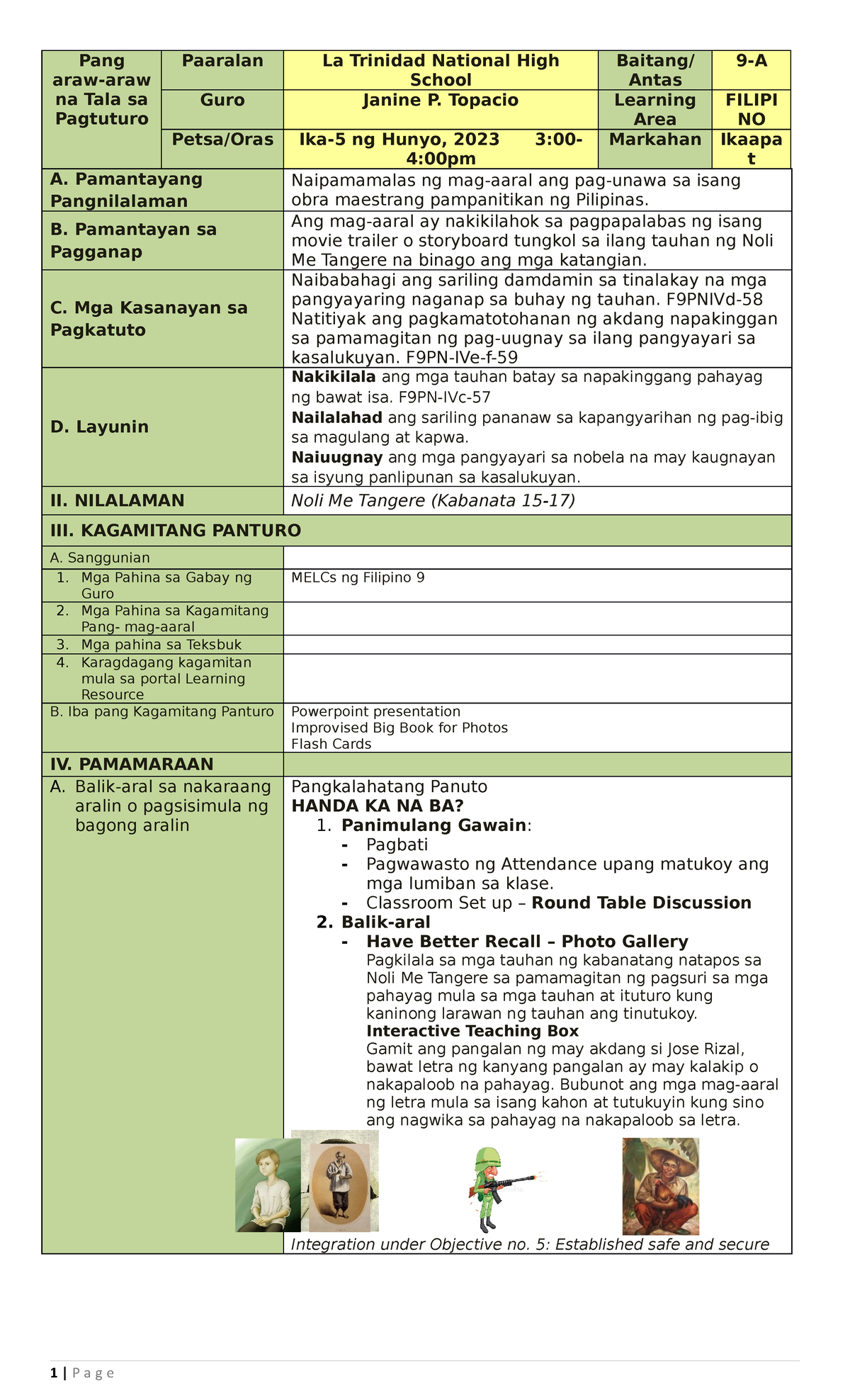 COT-2 - Copy - sample - Pang araw-araw na Tala sa Pagtuturo Paaralan La ...