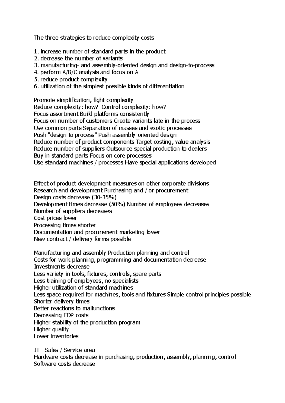 The three strategies to reduce complexity costs - Studocu