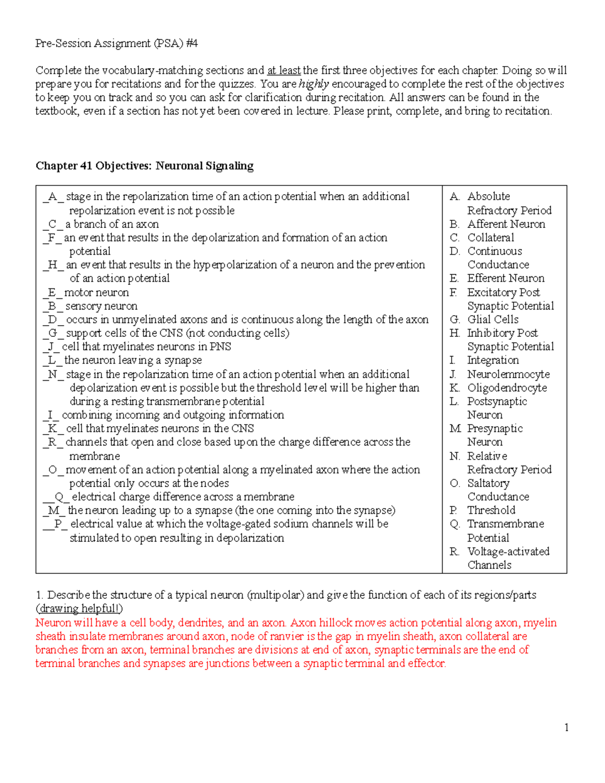 Psa 4 Chapter 41 And 42 - Anatomy Test With The Answer Key And Written ...