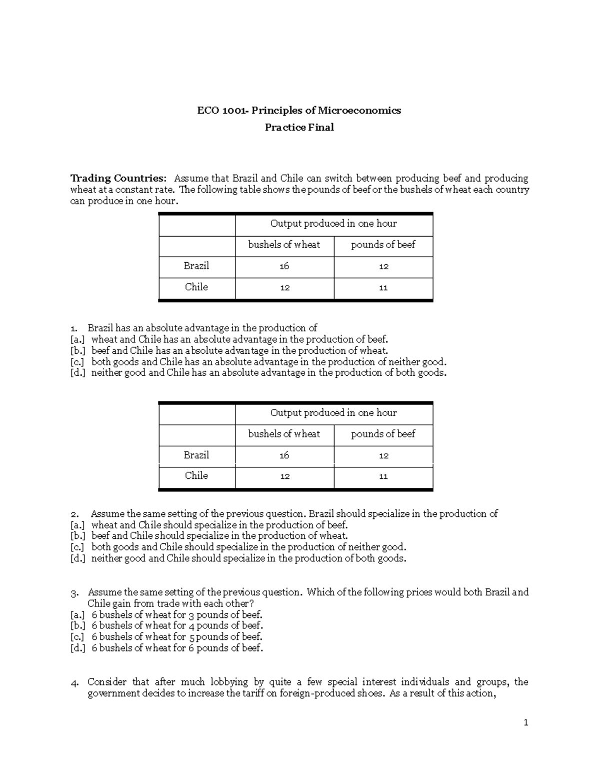 ECON 1001 Spring 2021 Final Exam Practice - ECO 1001- Principles of ...