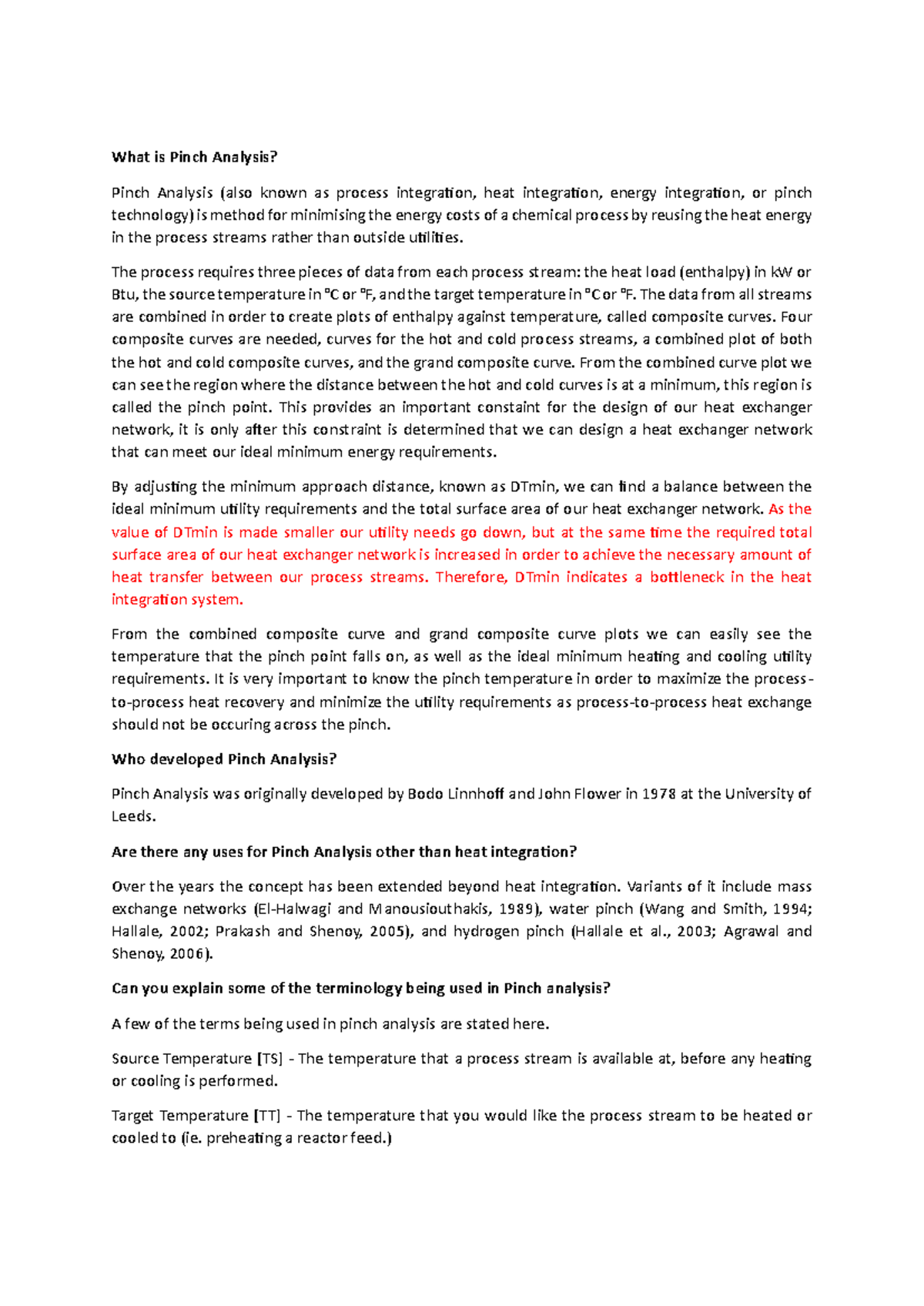 What is Pinch Analysis - Summary Process Design Principles 3 - What is ...