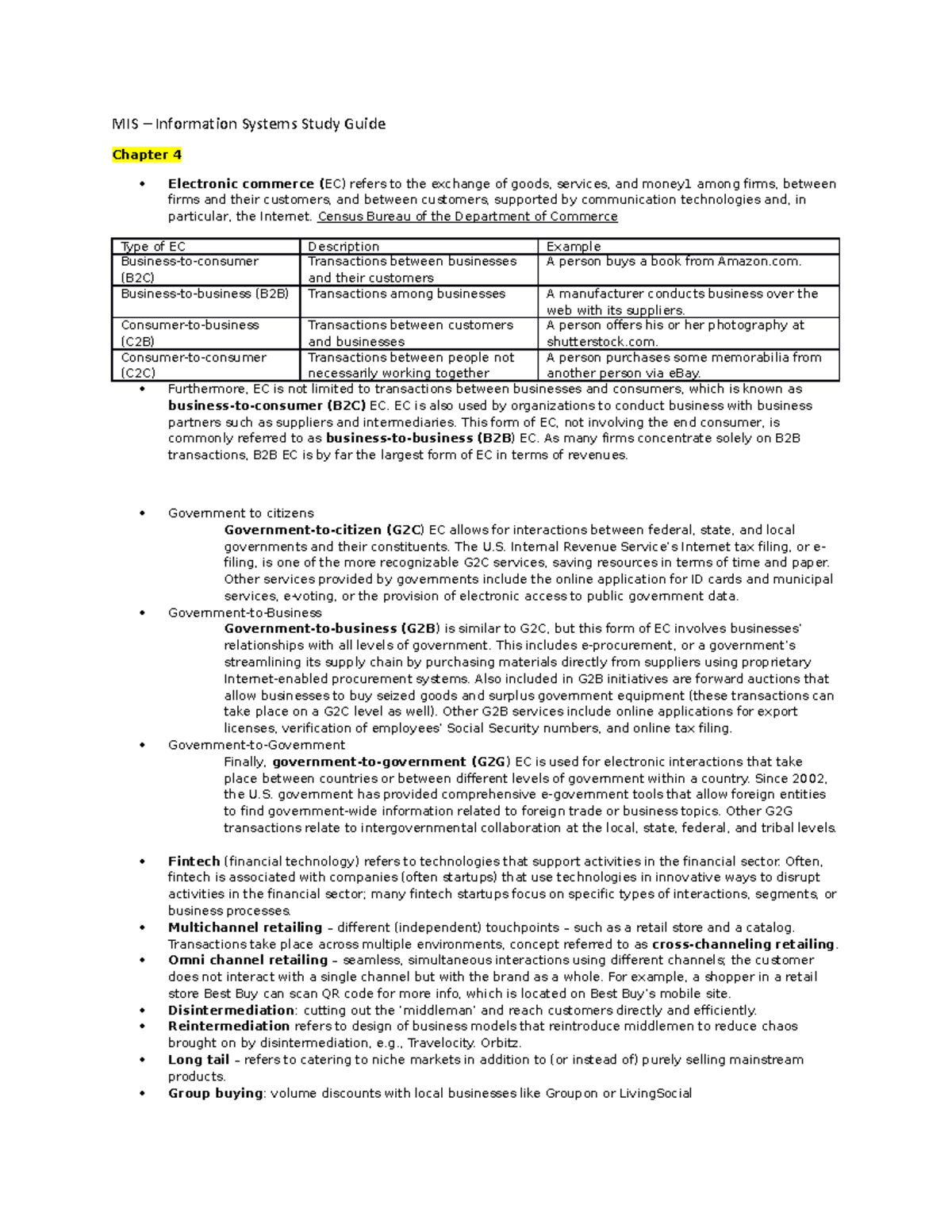 MIS Chapter 4 - Textbook and Lecture Notes - MIS – Information Systems ...