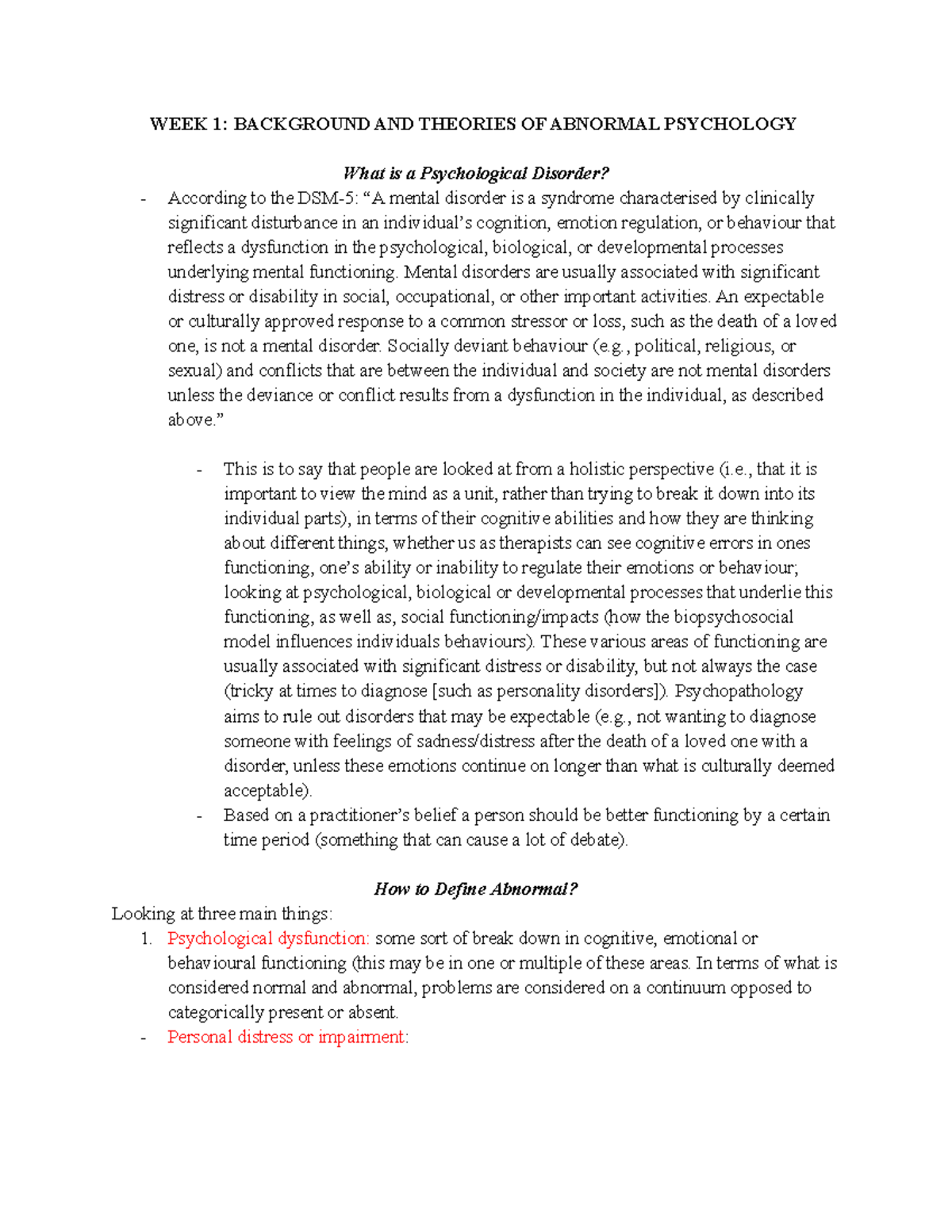 PSY305 WEEK 1 Background AND Theories OF Abnormal Psychology Lecture ...