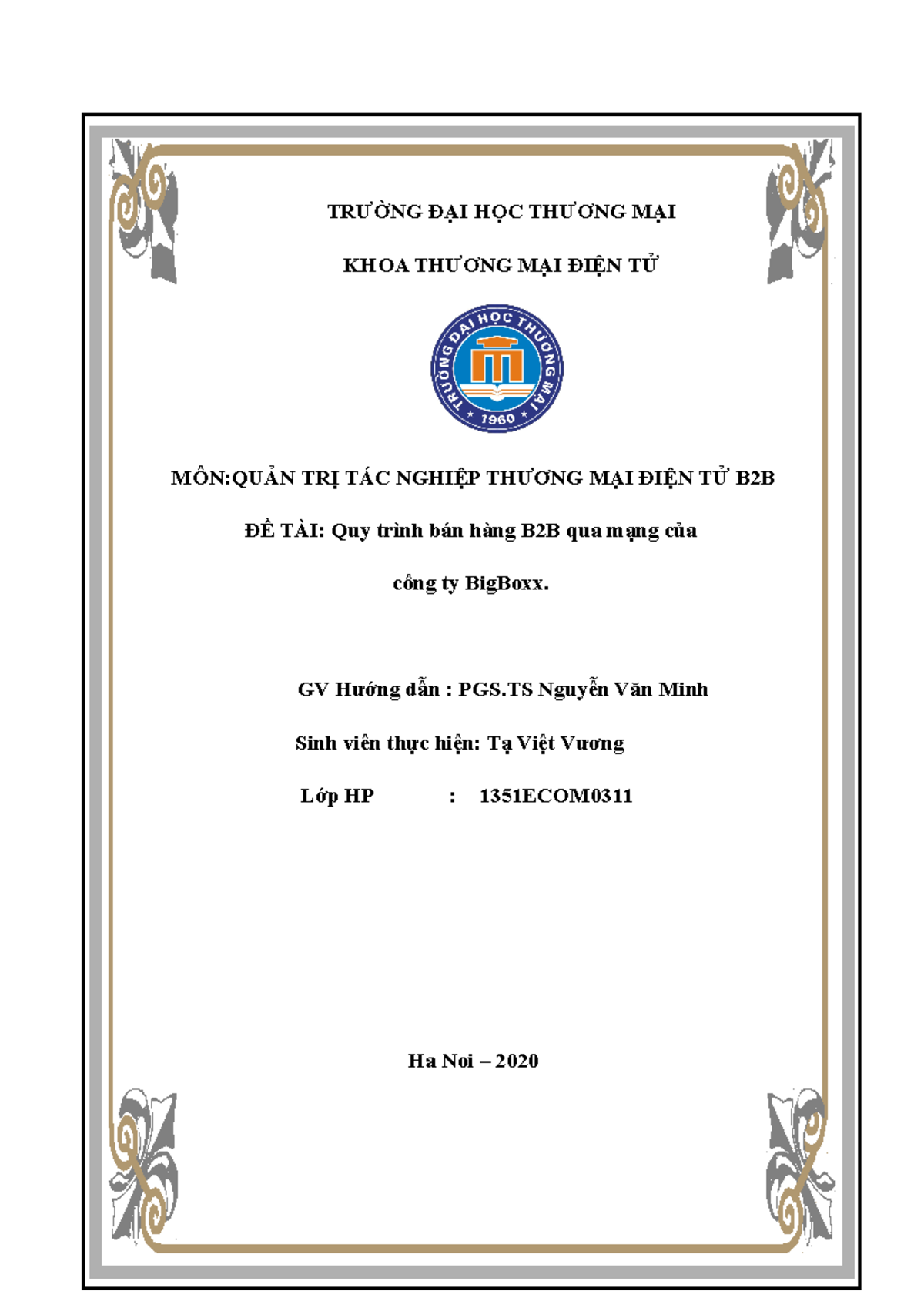 BÀI MẪU BÁN HÀNG 3 - bhhhh - TRƯỜNG ĐẠI HỌC THƯƠNG MẠI KHOA THƯƠNG MẠI ...