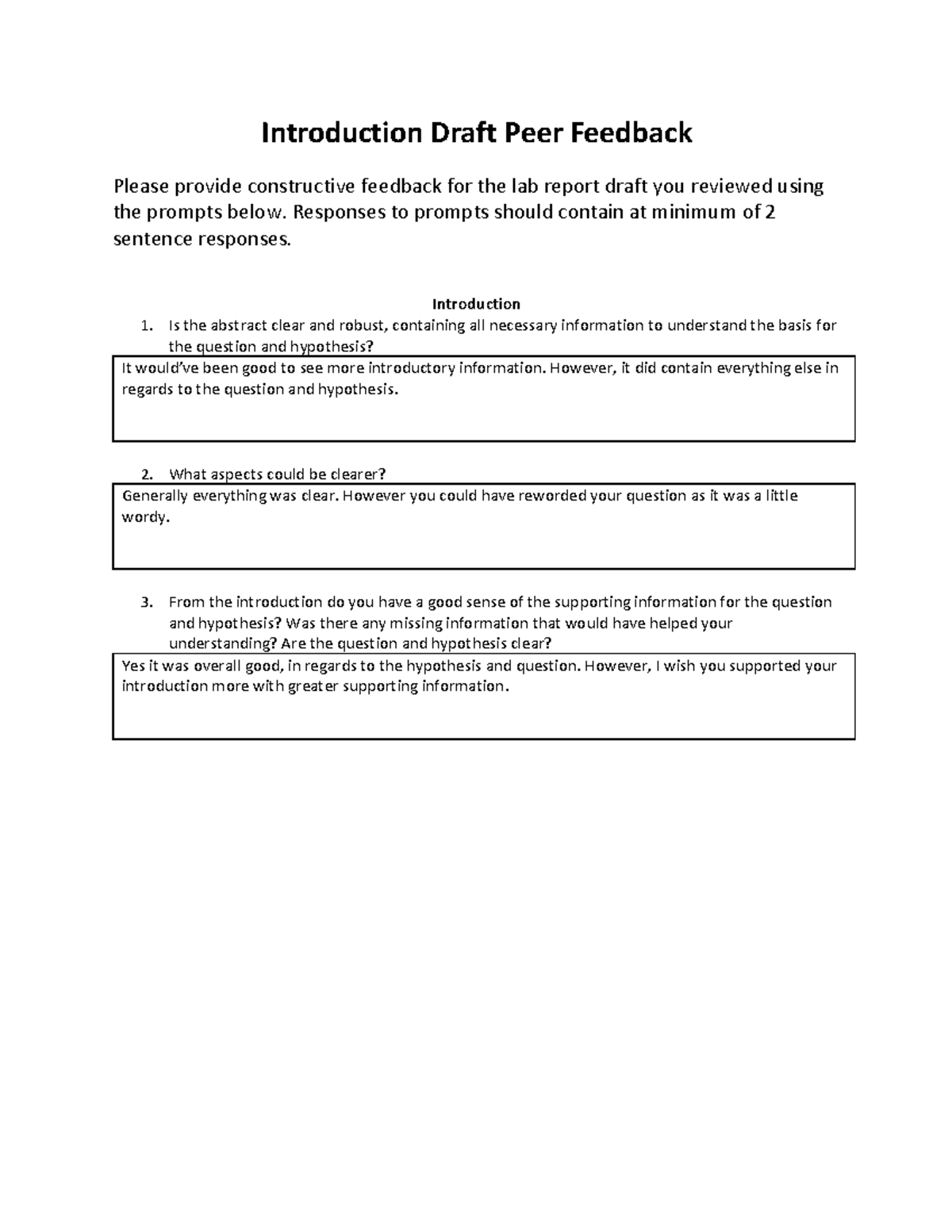 Final review - lab - Introduction Draft Peer Feedback Please provide ...