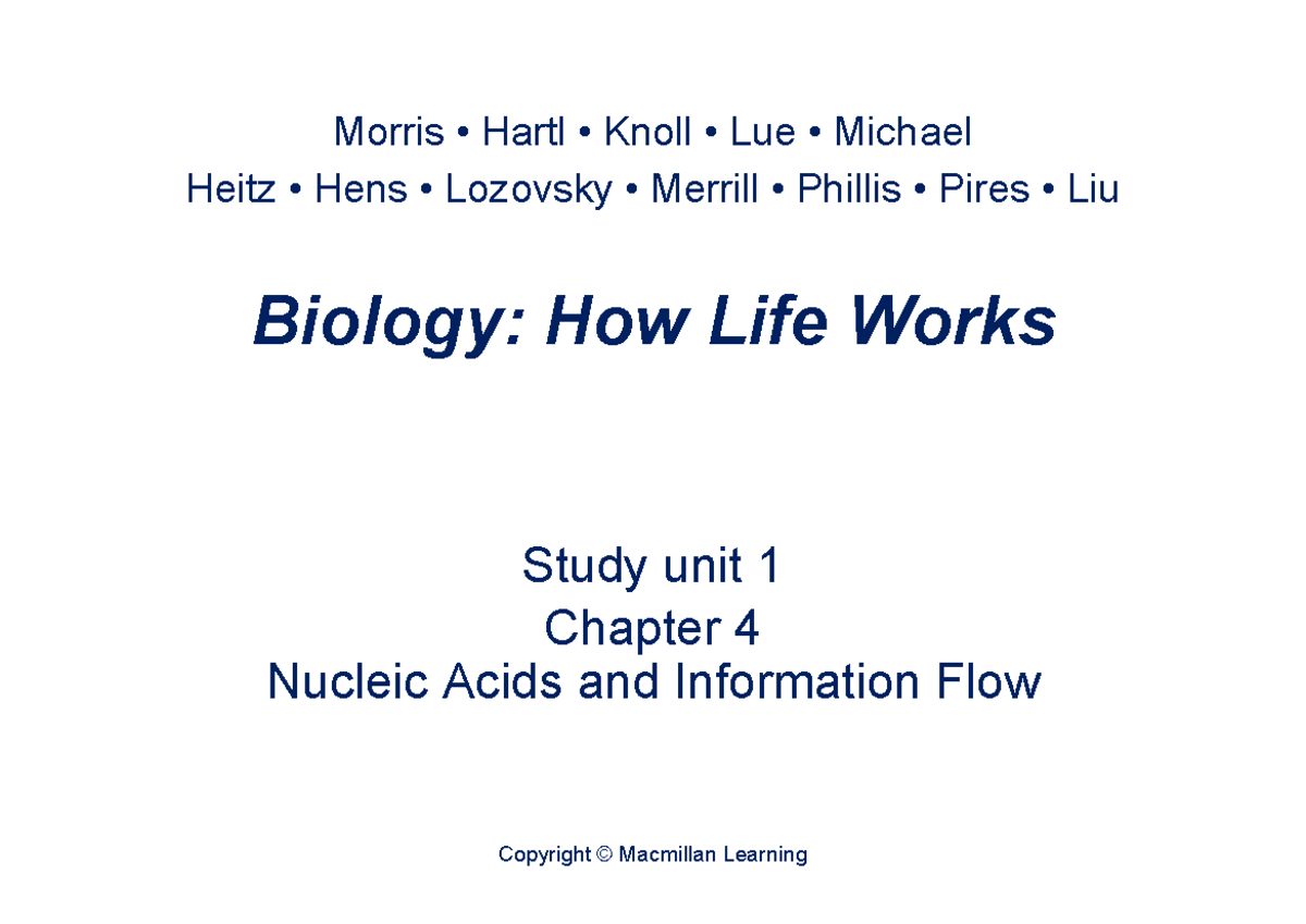 SU 1 DNA structure and function - Biology: How Life Works Study unit 1 ...