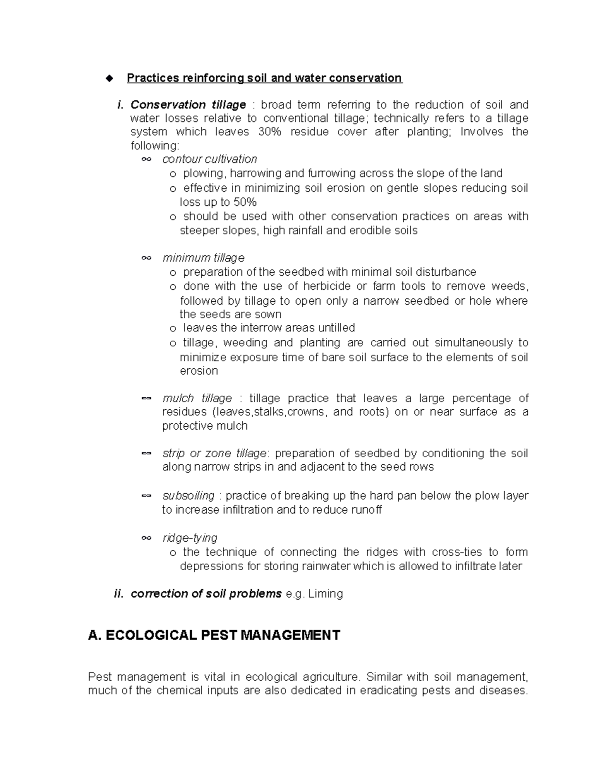 Practices reinforcing soil and water conservation - Conservation ...