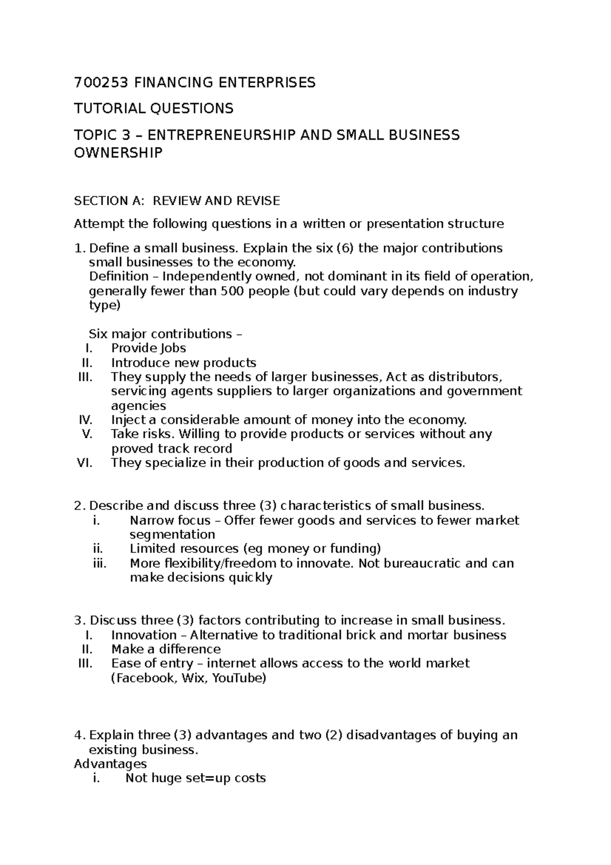 Tutorial 3 Week 4 Entrepreneurship and Small Business(3) (Autosaved ...