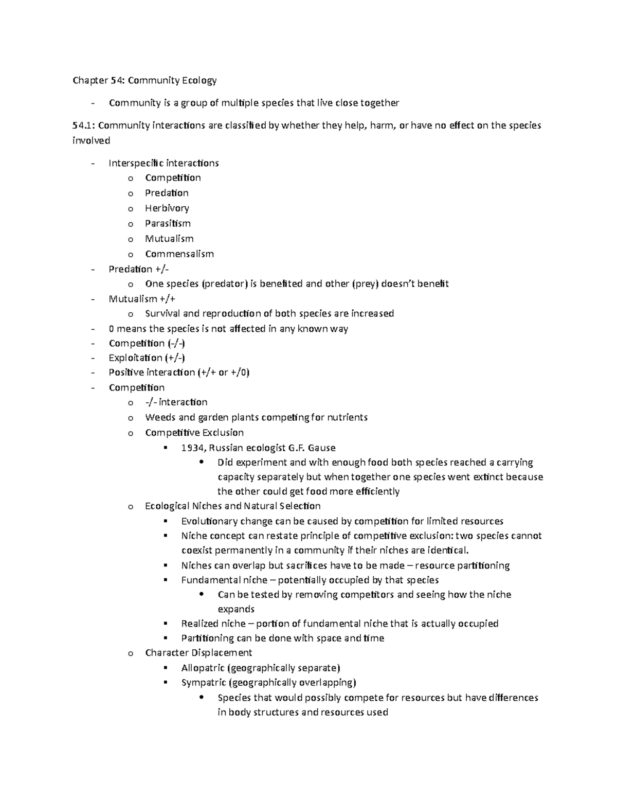 Chapter 54 Notes - Chapter 54: Community Ecology Community is a group ...