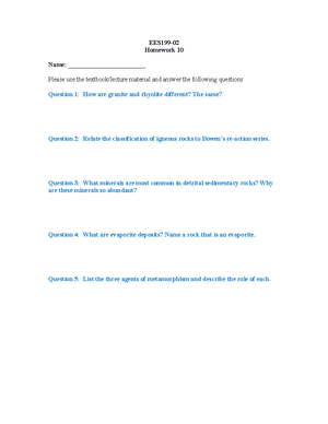 Homework 4 - EES199- Homework 4 Name: Please use the textbook/lecture ...