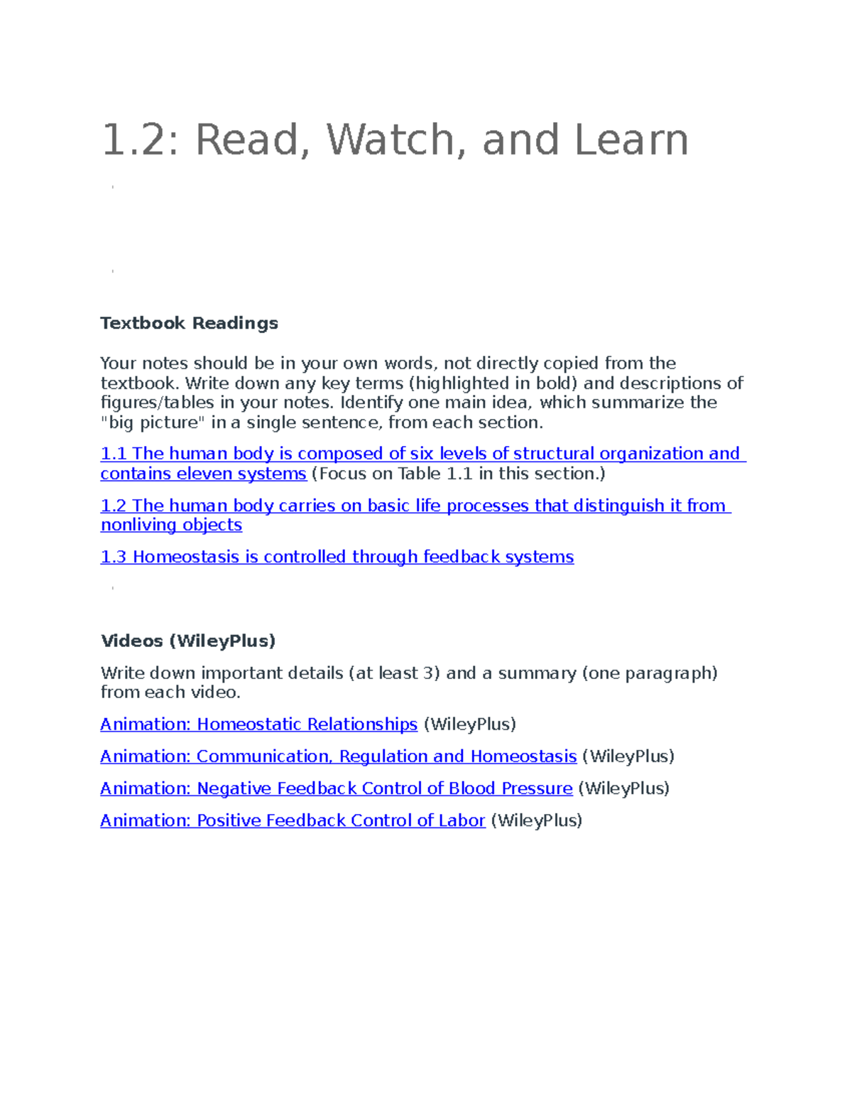 Wiley Read Watch 1 - 1: Read, Watch, and Learn Textbook Readings Your ...