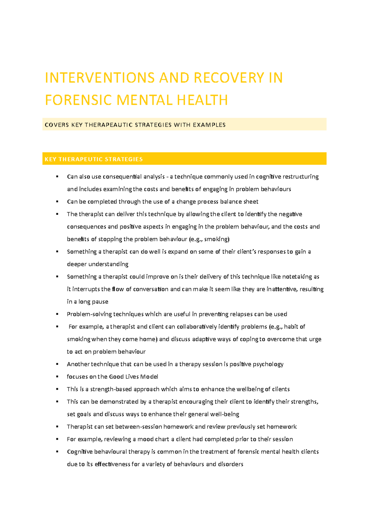 Interventions and Recovery in FMH - INTERVENTIONS AND RECOVERY IN ...