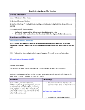 C732 Task 2 - Task 2 - Direct Instruction Lesson Plan Template General ...