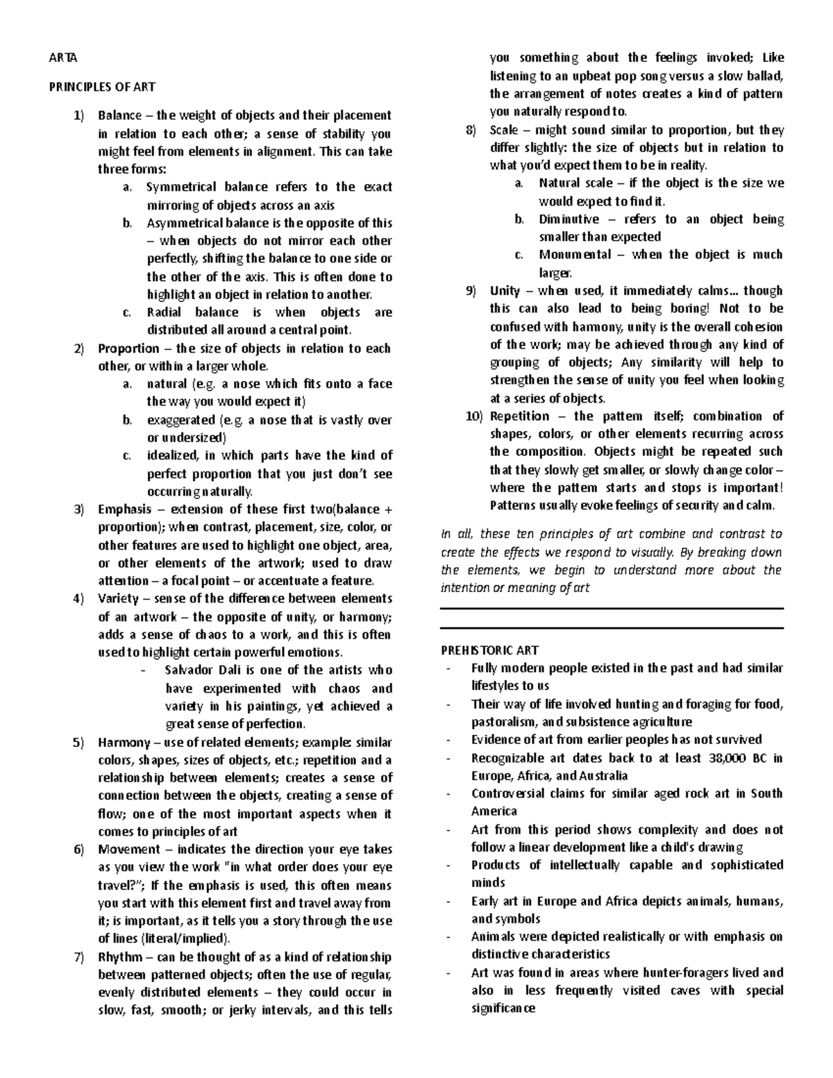 ARTA - arta - ARTA PRINCIPLES OF ART Balance – the weight of objects ...