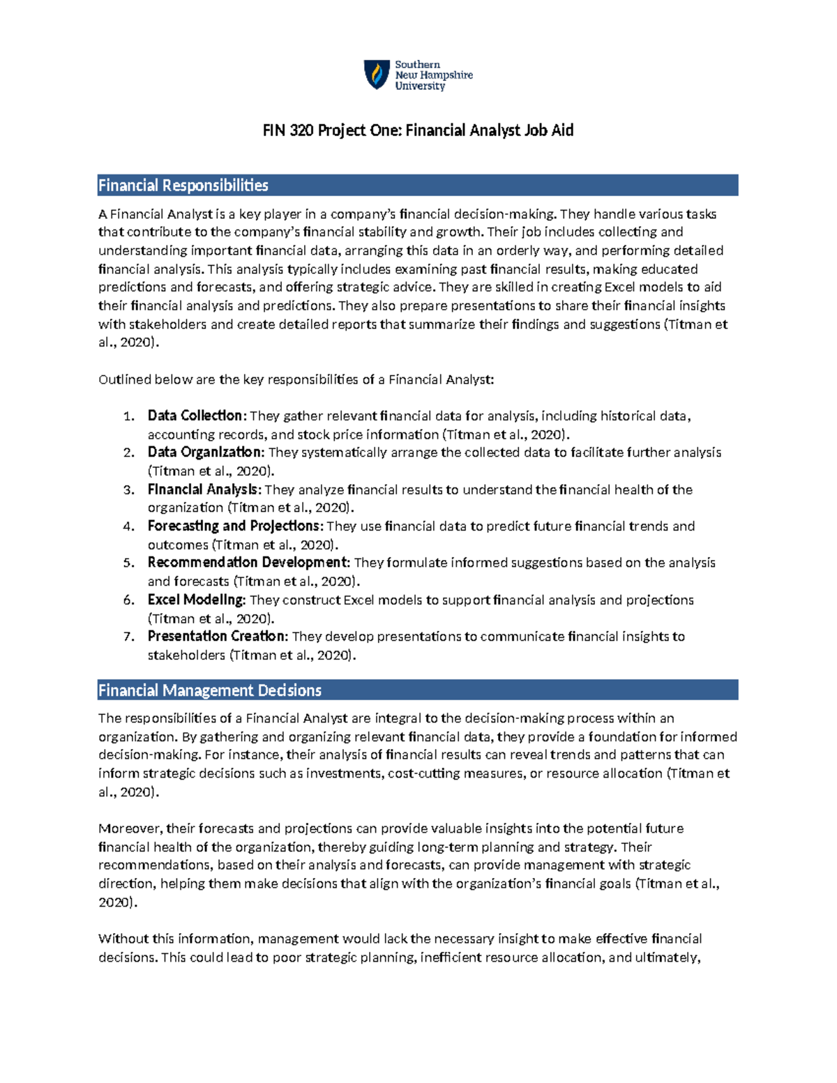 FIN 320 Project One Financial Analyst Job Aid mills - FIN 320 Project ...