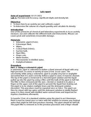 Lab Report #4 Iron-Copper (II) Sulfate - Experiment 4. Stoichiometry of ...