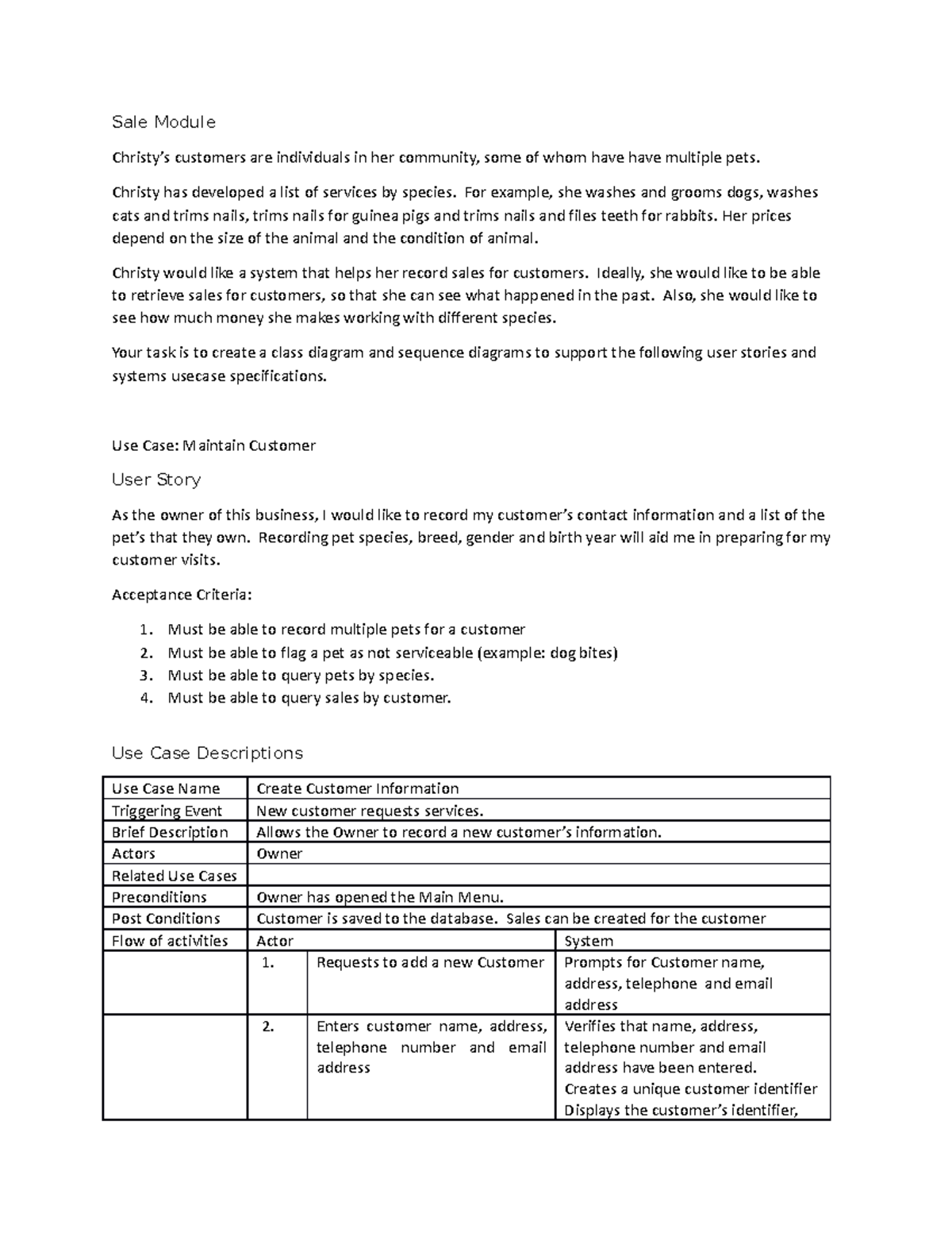 Sale Module - answer - Sale Module Christy’s customers are individuals ...