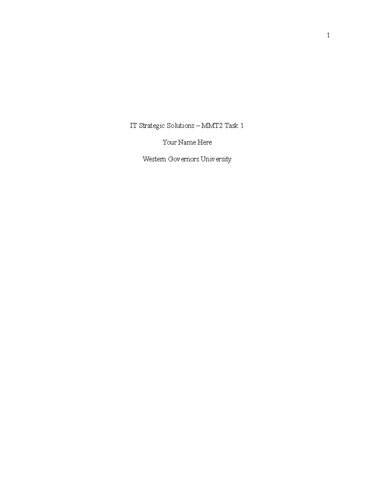 IT Strategic Solutions – MMT2 Task 1 Template - 1 IT Strategic ...