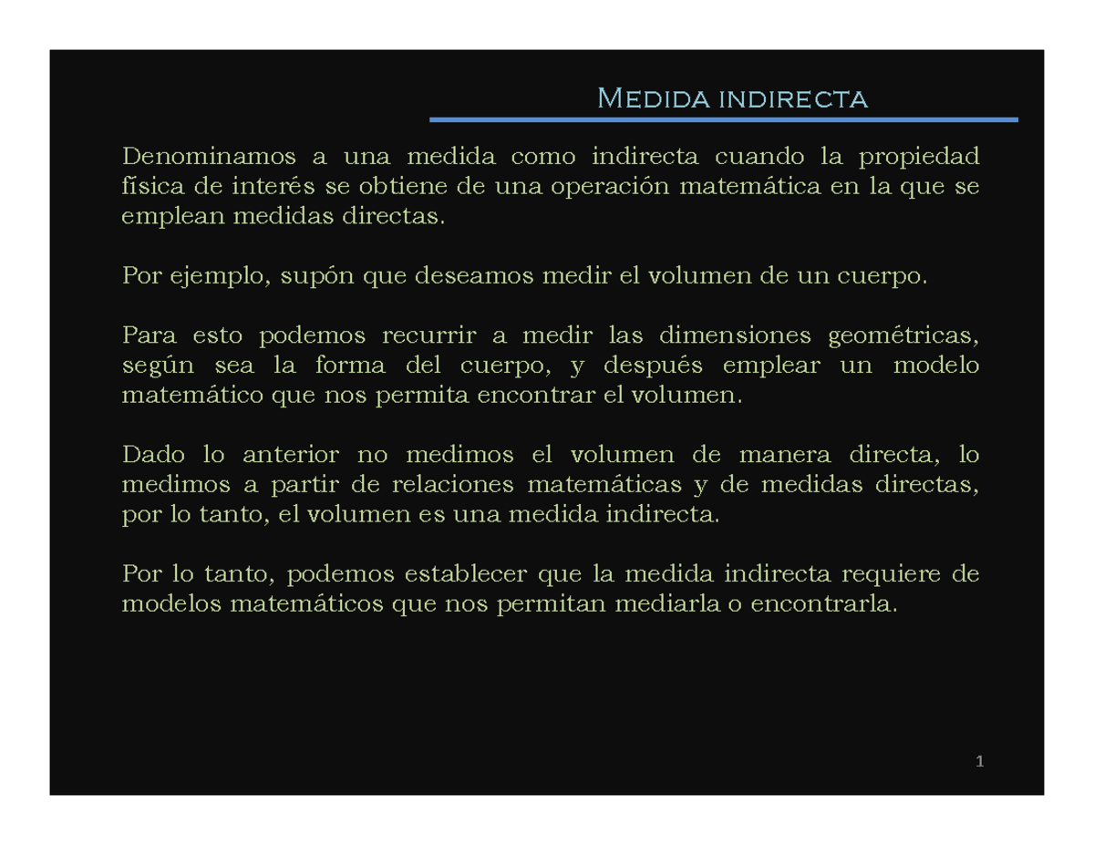 Práctica 2. Medidas indirectas - Denominamos a una medida como ...