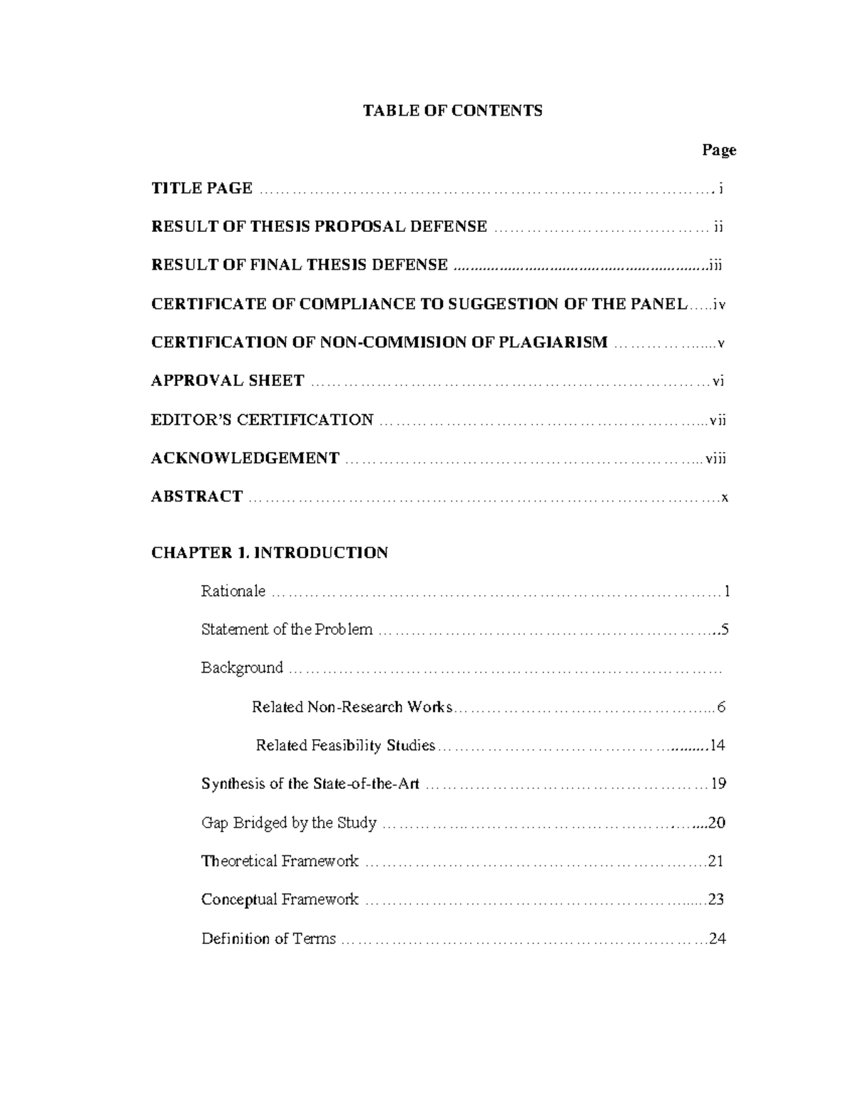 Final- Table OF Contents - TABLE OF CONTENTS Page TITLE PAGE - Studocu